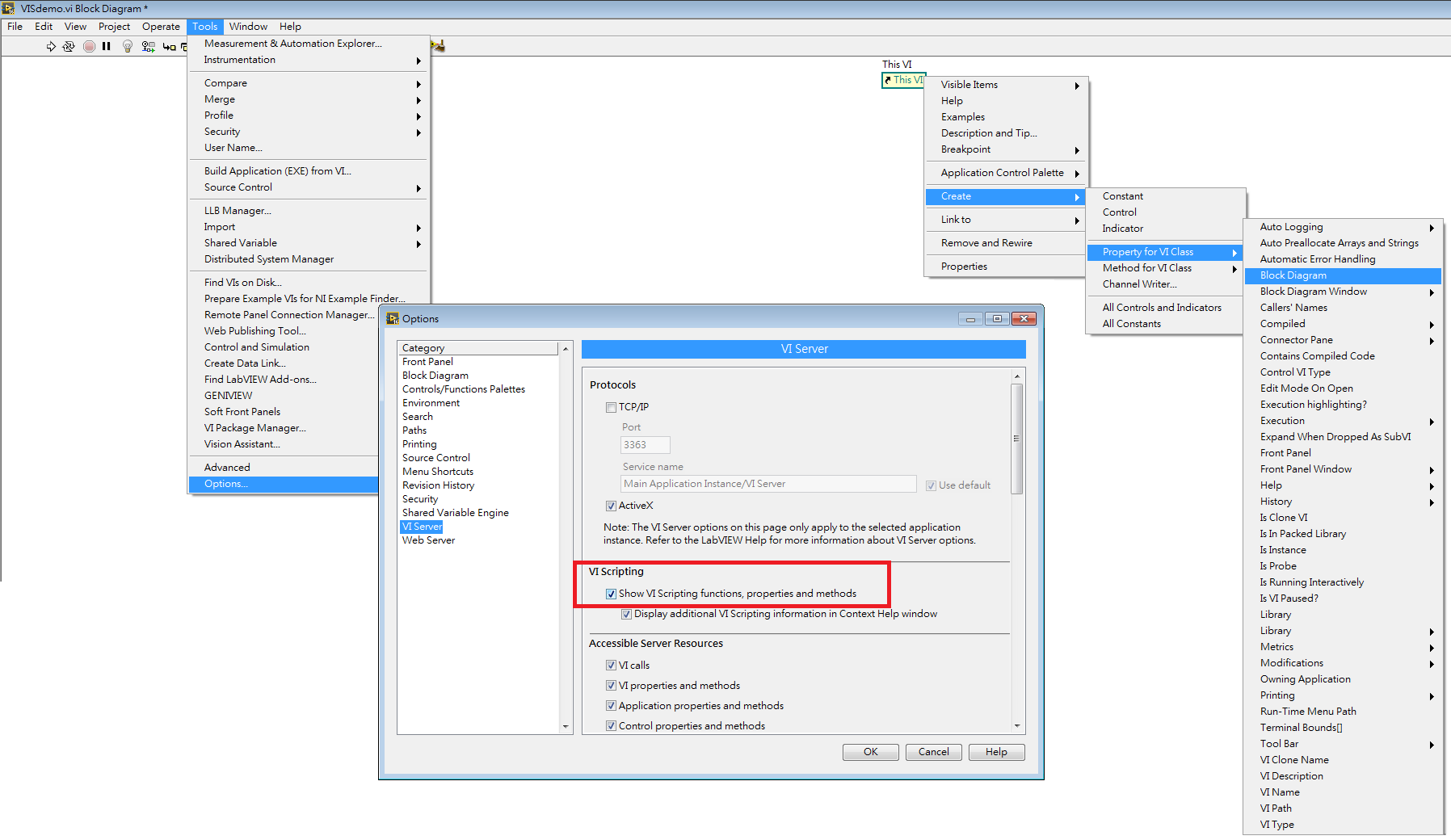 Enabling VI Scripting - LabVIEW - Science and Technology DataBase